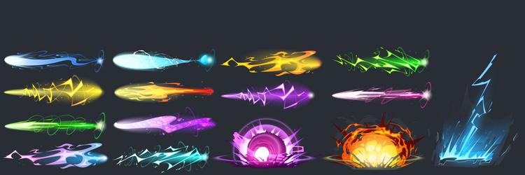 Space guns vfx effect explosion laser blasters Vector Image