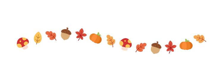Autumn leaves and acorns separator border Vector Image