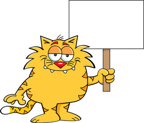 Cartoon cat with sign Royalty Free Vector Image