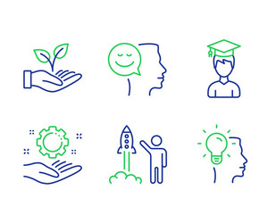 Employee hand helping and good mood icons Vector Image