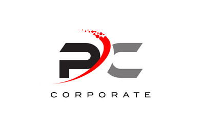Creative white letters pc p c logo with leading Vector Image