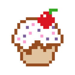 Pixel cupcake image for game assets Royalty Free Vector
