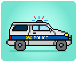 8 bit police car pixels for game assets Royalty Free Vector