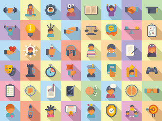 Coping skills icons set outline love Royalty Free Vector