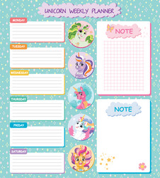 Printable unicorn daily planner and note pages set
