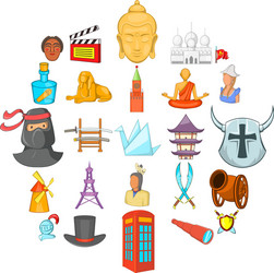 History icons set cartoon style Royalty Free Vector Image