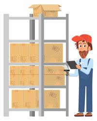 Man in warehouse Royalty Free Vector Image - VectorStock