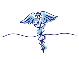 One line drawing of hands medical staff check Vector Image