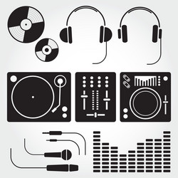 Music equipment icon set on white background Vector Image