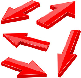 Red shiny straight 3d arrows Royalty Free Vector Image