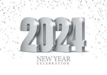 Argent text design 2024 silver 3d numbers Vector Image