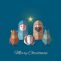 Merry christmas banner nativity Royalty Free Vector Image