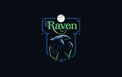Flying raven in minimalist style Royalty Free Vector Image