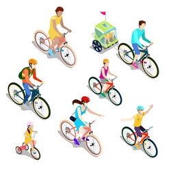 People riding bicycles set men and women on bikes Vector Image