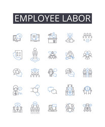 Employee labor line icons collection job work Vector Image