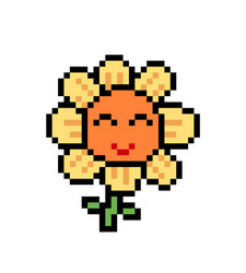 Pixel sunflower image for 8 bit game assets Vector Image