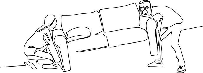 Young couple man and woman move sofa Royalty Free Vector