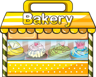 Bakery food stall with seller Royalty Free Vector Image