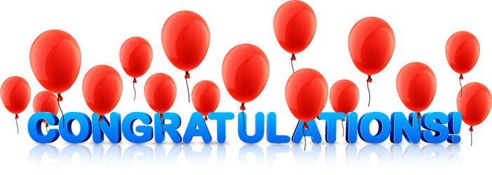 Congratulations banner with balloon Royalty Free Vector
