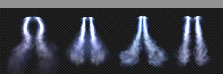 Jetpack smoke cloud trail with blue fire effect Vector Image