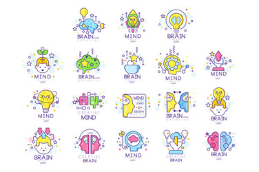 Mind energy original logo design set creation Vector Image