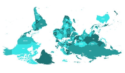 Horizontally flipped political map of world Vector Image