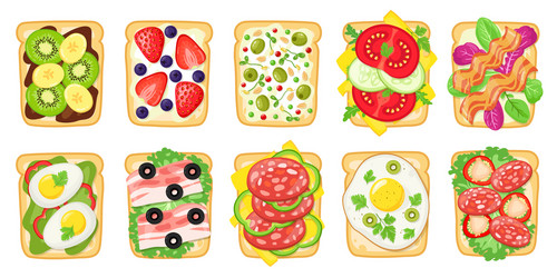 Cartoon toasts breakfast toasted bread slices Vector Image
