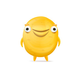 Cartoon funny yellow alien monster isolated Vector Image