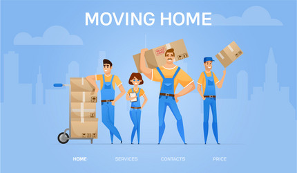 Cartoon loaders movers team Royalty Free Vector Image