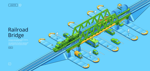 Isometric train tracks and modern railroad Vector Image
