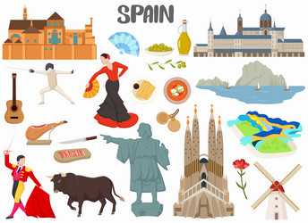 Set of spanish famous landmarks Royalty Free Vector Image