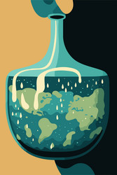 Water bottle with planet earth inside Royalty Free Vector