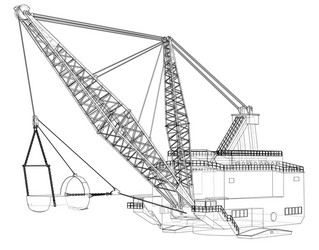 Dragline excavator silhouette Royalty Free Vector Image
