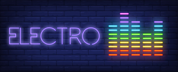 Techno neon text with equalizer Royalty Free Vector Image