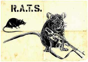 Rats rat with gun - freehand drawing Royalty Free Vector