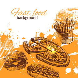 Vintage fast food background Royalty Free Vector Image