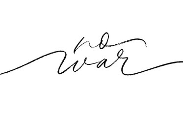 Stop war black line calligraphy Royalty Free Vector Image