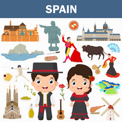 Set of spanish famous landmarks Royalty Free Vector Image