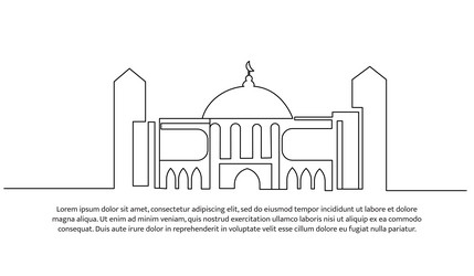 Continuous line design of modern mosque future Vector Image