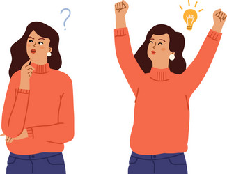 Woman thinking and finding solution Royalty Free Vector