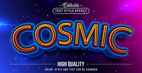 Editable text style effect - cosmic space text Vector Image