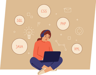 Girl Programming with Laptop Vector Images (over 790)