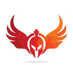 Spartan warrior helmet with wings emblem badge Vector Image