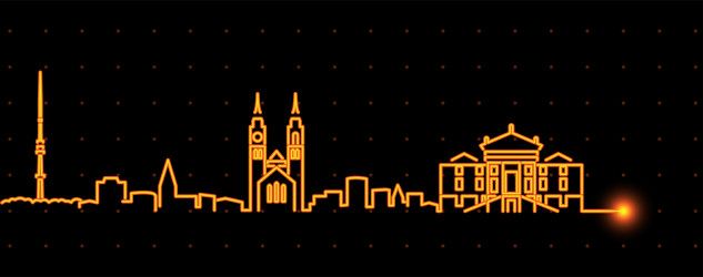 Winterthur single line skyline profile Royalty Free Vector