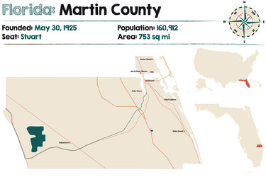 Map of martin county in florida Royalty Free Vector Image