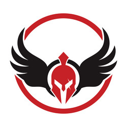 Spartan warrior helmet with wings emblem badge Vector Image