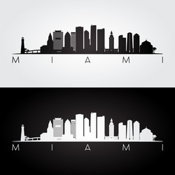 Miami skyline silhouette in colorful geometric Vector Image