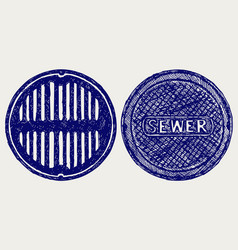 Manhole sewer top view for round steel Royalty Free Vector