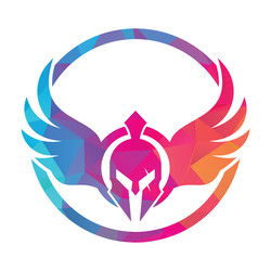 Spartan warrior helmet with wings emblem badge Vector Image