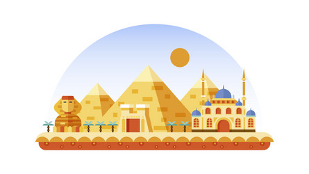 Landscape cairo cartoon sights Royalty Free Vector Image